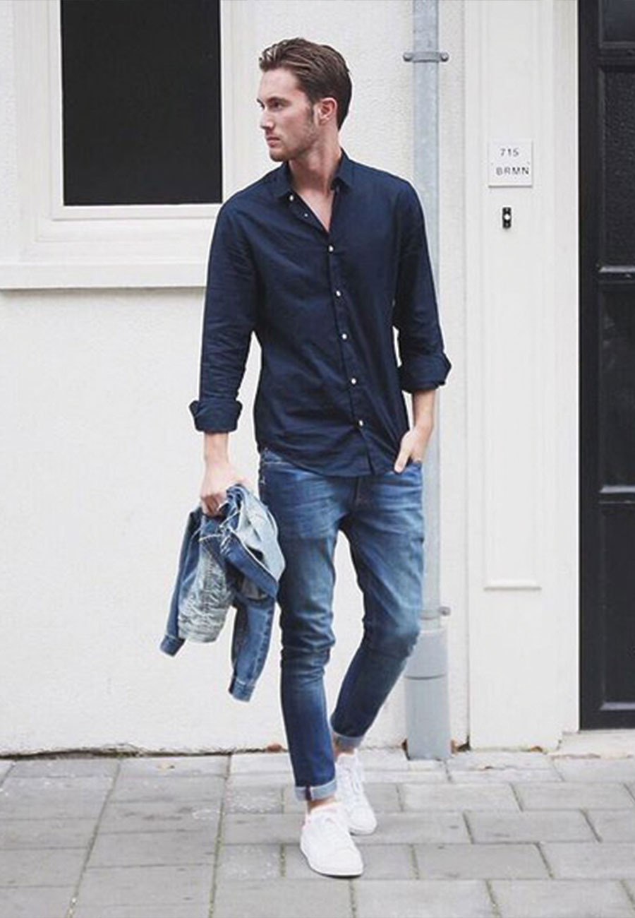 20+ Blue Jeans Matching Shirt Ideas for Men This Season
